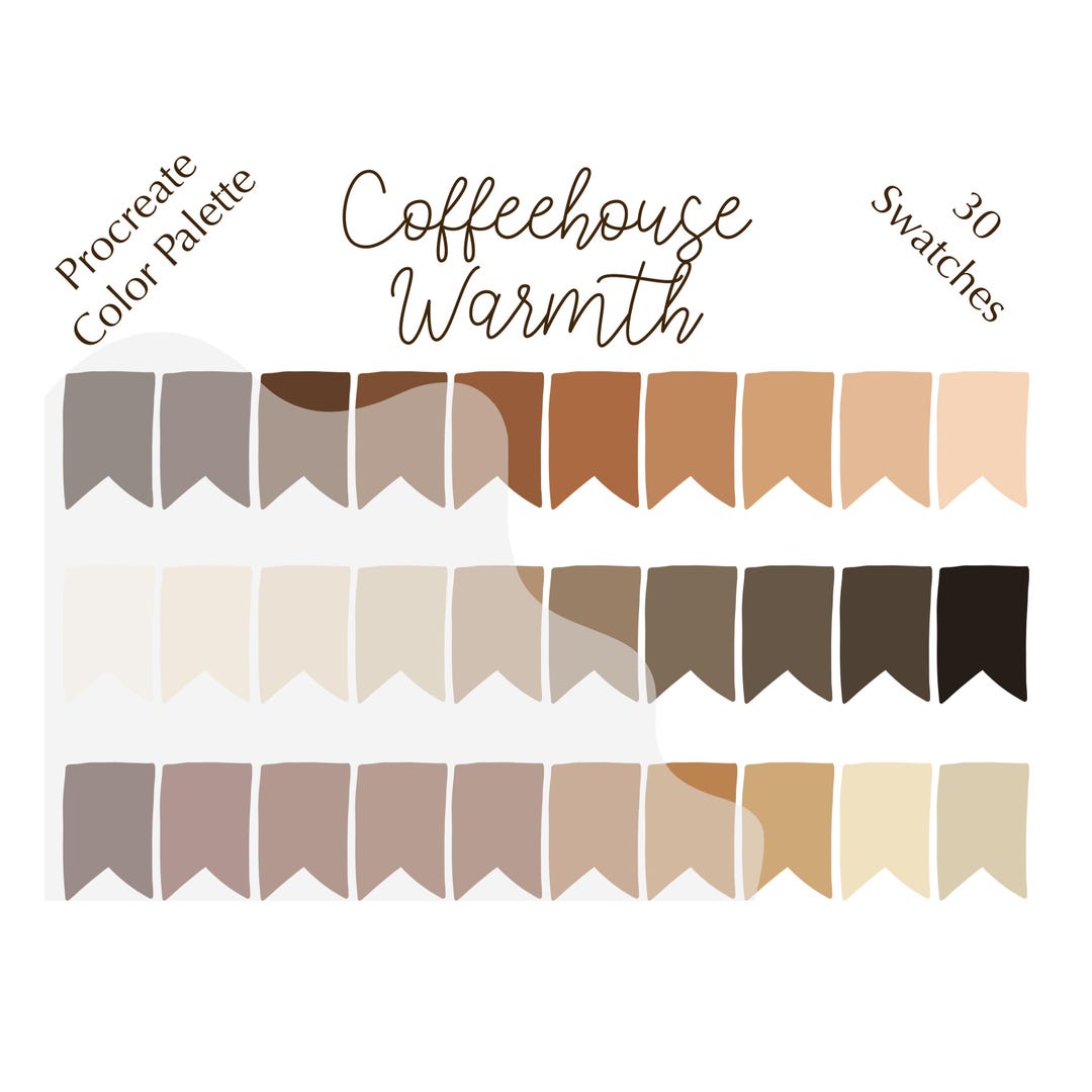 Coffeehouse Warmth Color Palette, Procreate Color Palette, HEX Codes - Etsy