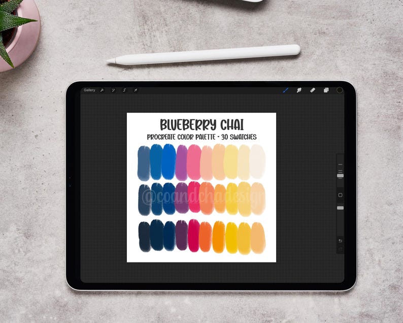 Blueberry Chai - Procreate Color Palette: 30 Swatches, HEX Codes ...