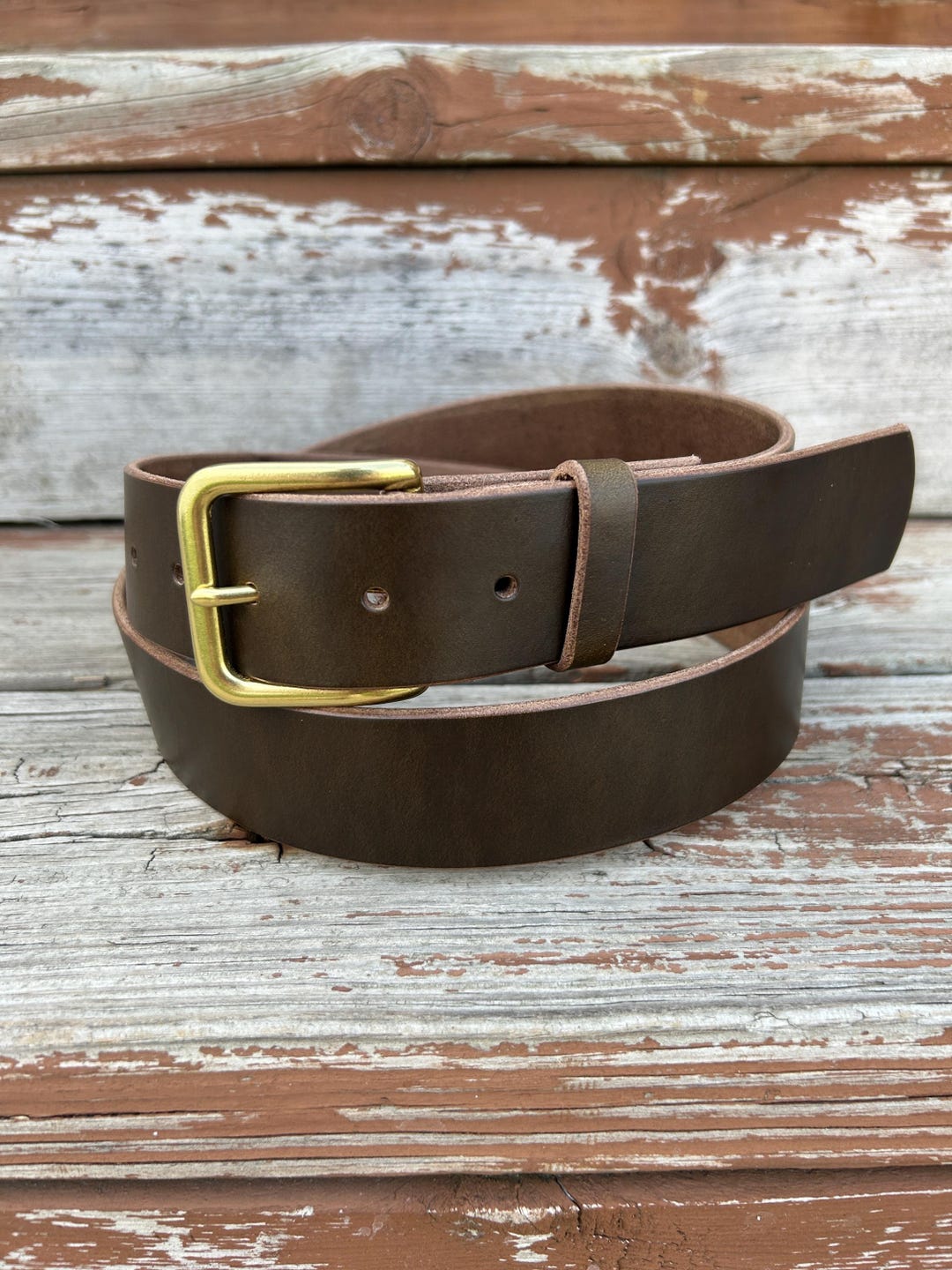 Horween Leather Belt - Dark Olive Chromexcel - 1-1/2" 1.5" - Solid ...