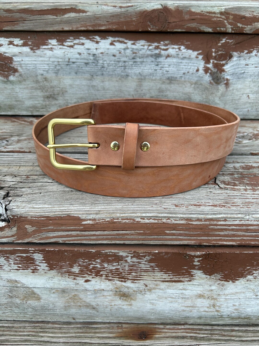 Horween Natural Horsehide Leather Belt Solid Brass Buckle 1.5 1-1/2 - Etsy
