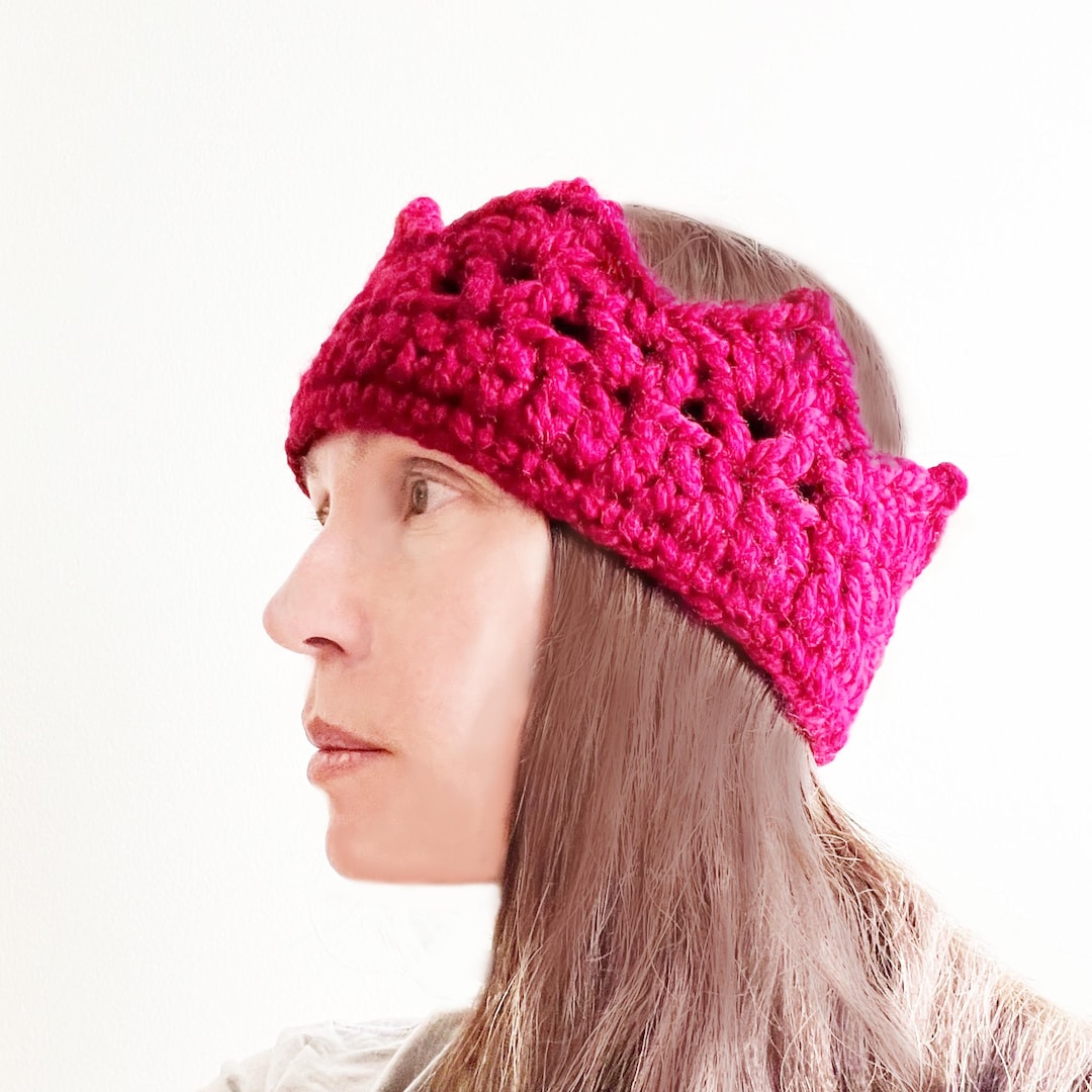 Crochet Crown Ear Warmer, Princess Prince Photo Prop Tiara Winter Ski ...