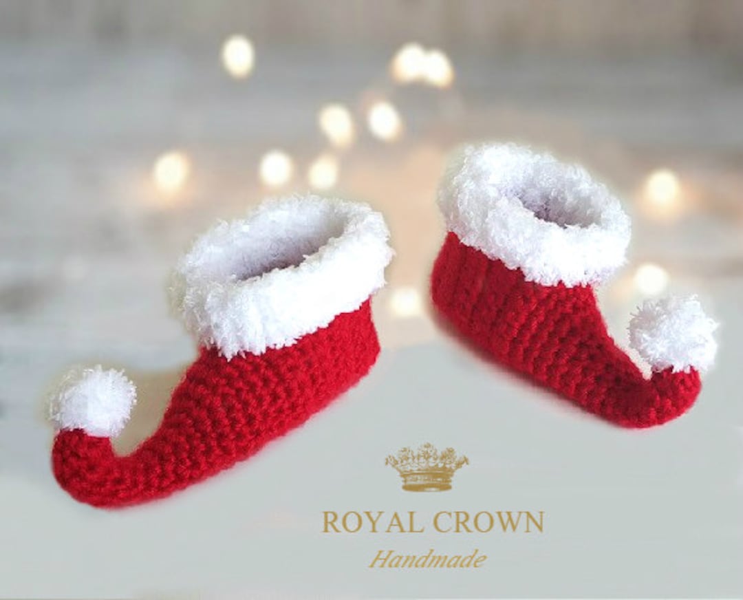 Baby Elf Slippers Crochet Baby Booties Red Elf Shoes Elf - Etsy