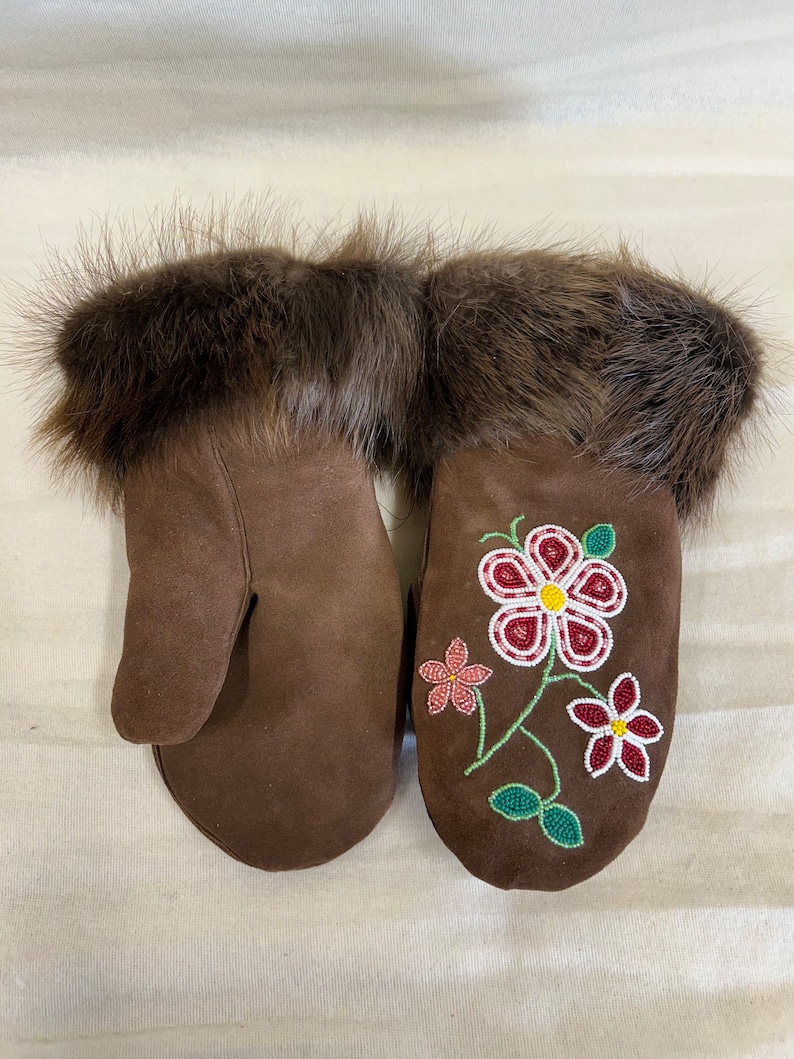 Women's L/XL Mittens With Beaver Fur Trim - Etsy
