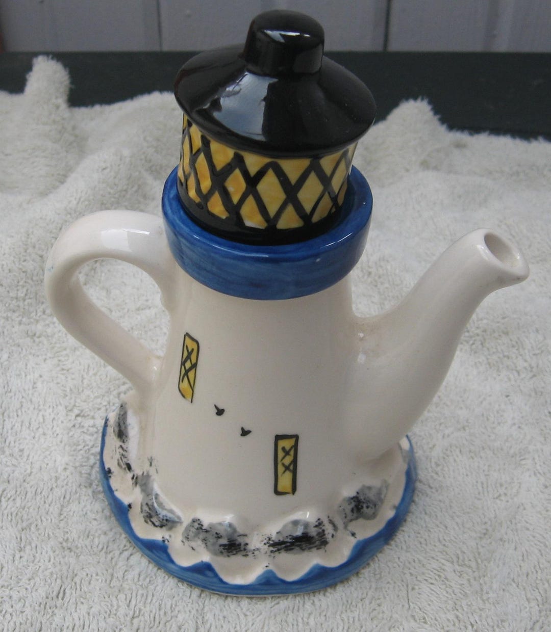 Vintage Handpainted Tony Carter English Collectors Lighthouse Teapot UK ...