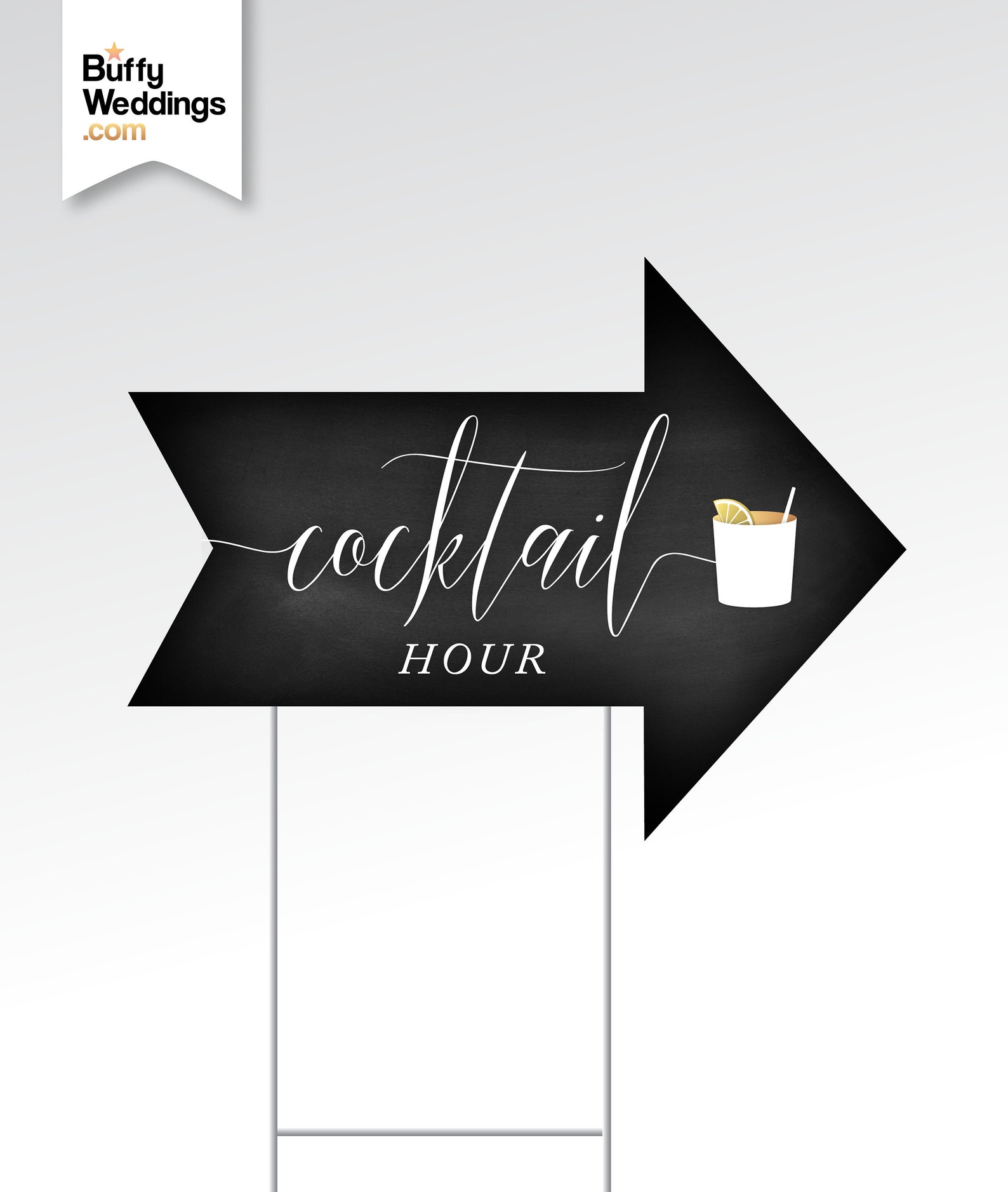 Watercolor Cocktail Hour Arrow Sign & Metal Stake . White | Etsy