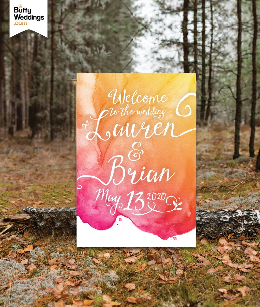 The LAUREN . Welcome Wedding Ceremony Large Printed Sign . Watercolor ...