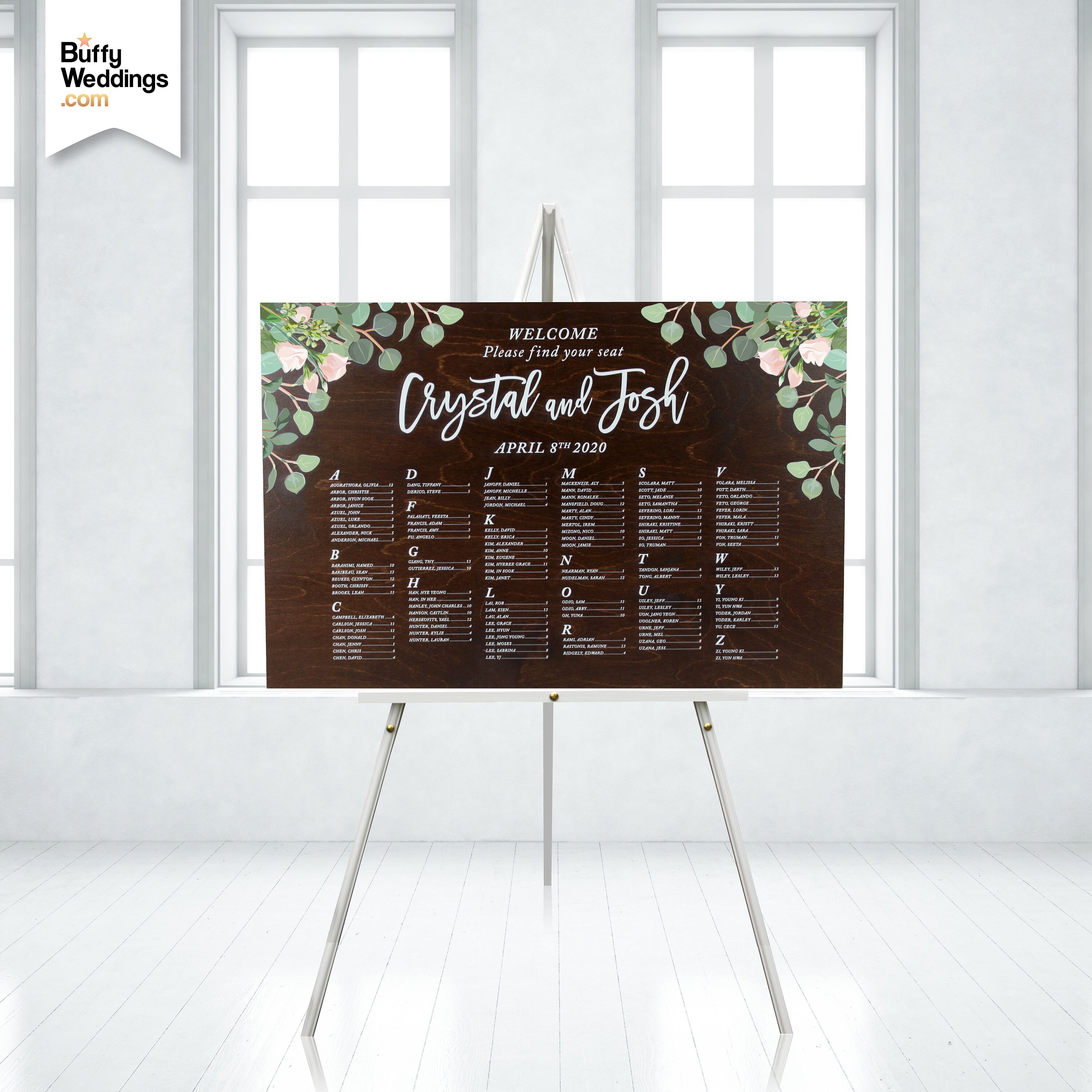 Wood Seating Chart & Easel . Alphabetical Silver Dollar | Etsy