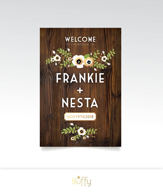 Items similar to DARK WALNUT Wood Sign Large Wedding Welcome . Poppy ...