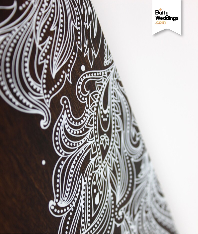 Paisley Henna Wood Welcome Sign & Easel . Indian Wedding - Etsy