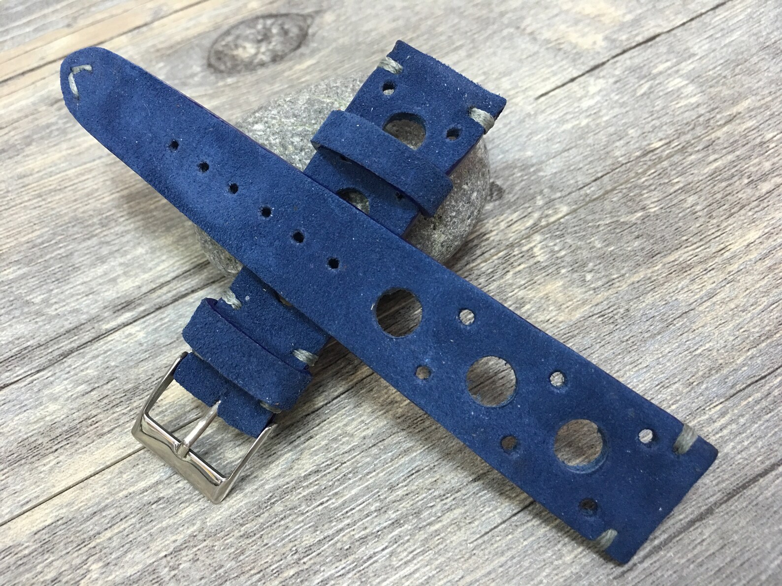 Rally Watch Strap Leather Watch Bandsuede Blue Watch Band - Etsy