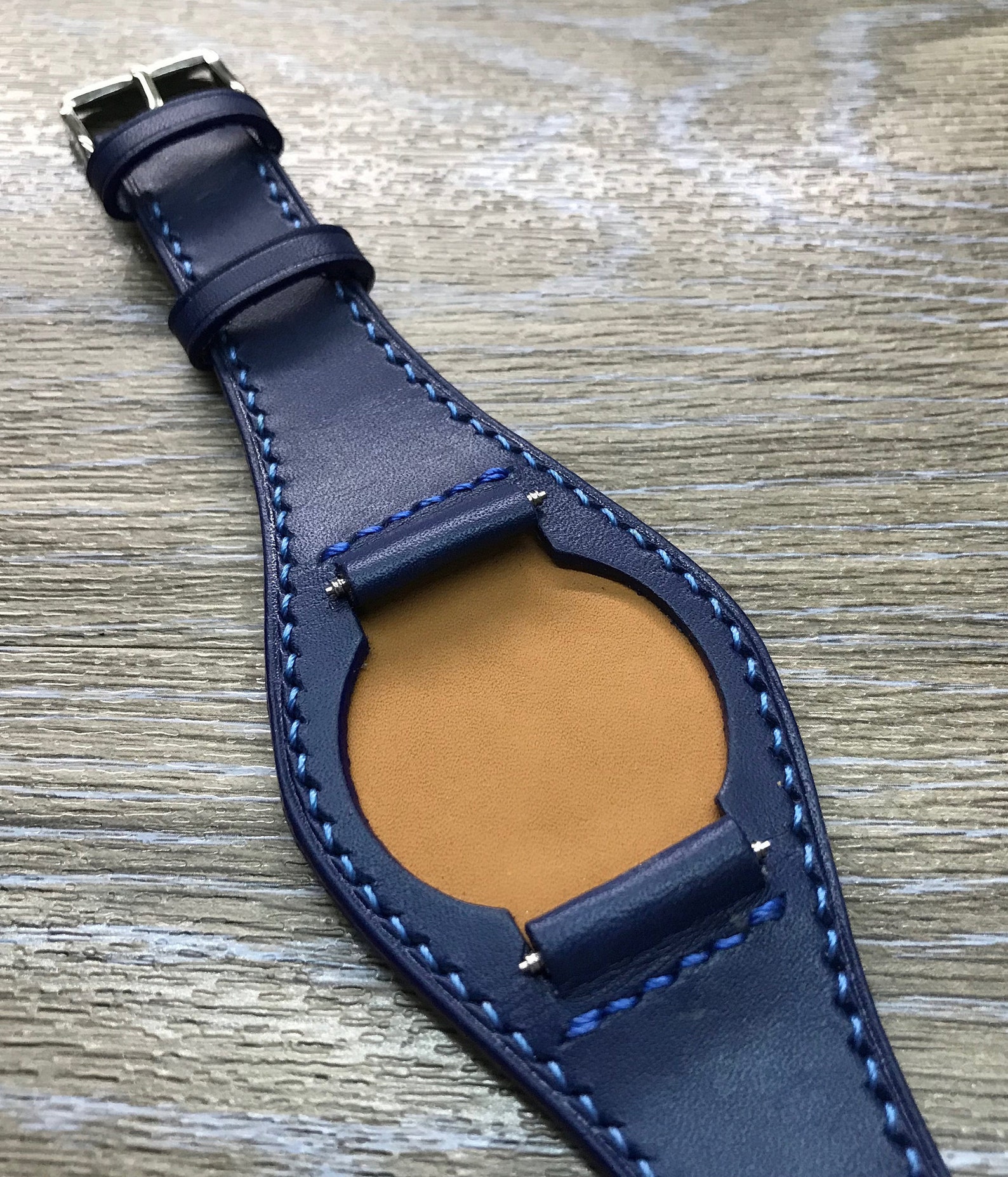 Leather Watch Band Blue Watch Band Full Bund Strap 20mm | Etsy