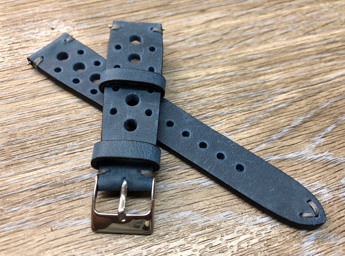 Rally Watch strap Leather watch band Blue watch band Racing | Etsy