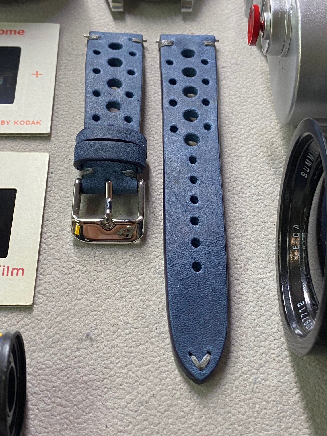 Rally Watch Strap, Leather Watch Band, Blue Watch Band, Racing Watch ...