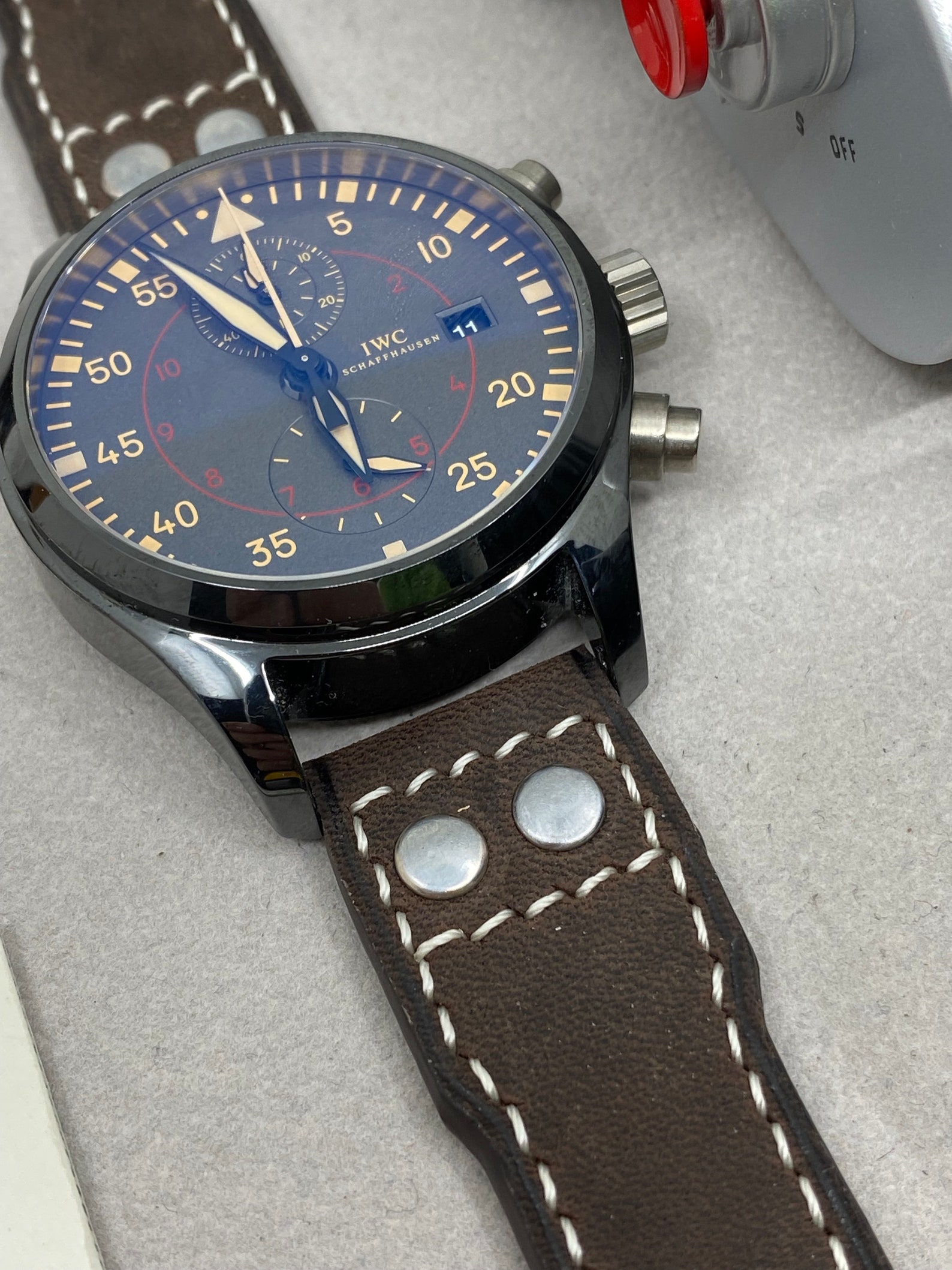 Brown Pilot Leather Watch Strap Big Pilot Brushed Rivet Strap - Etsy