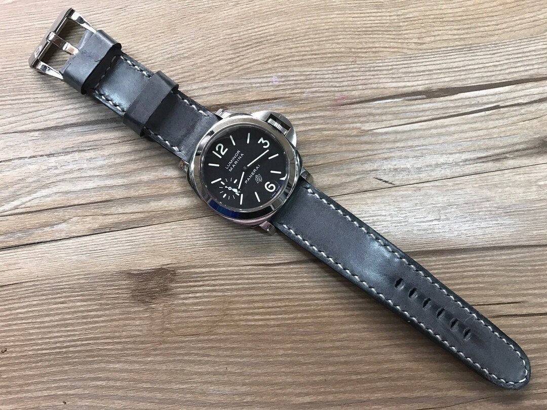 Leather Watch Strap, Gray Watch Band, Leather Watch Band, 24mm Watch ...