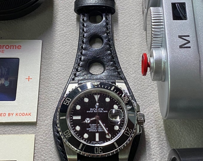 Leather Watch Band, Handmade, Gray, Full Bund Strap, Leather Cuff Watch ...