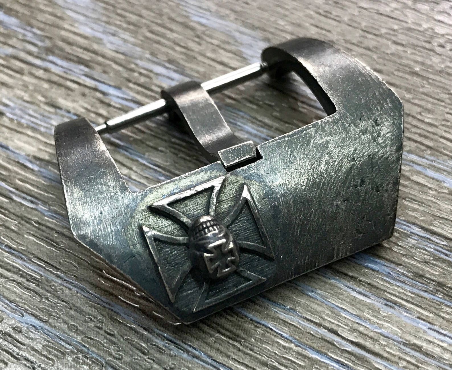 925 Sterling Silver Watch Buckle Skull Leather Watch Band | Etsy