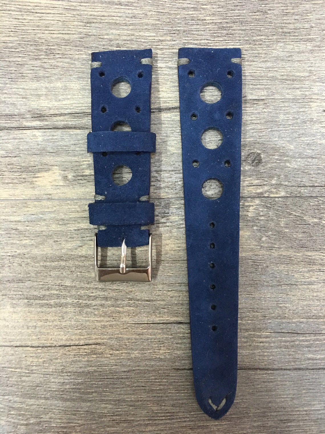 Rally Watch Strap Leather Watch Bandsuede Blue Watch Band - Etsy