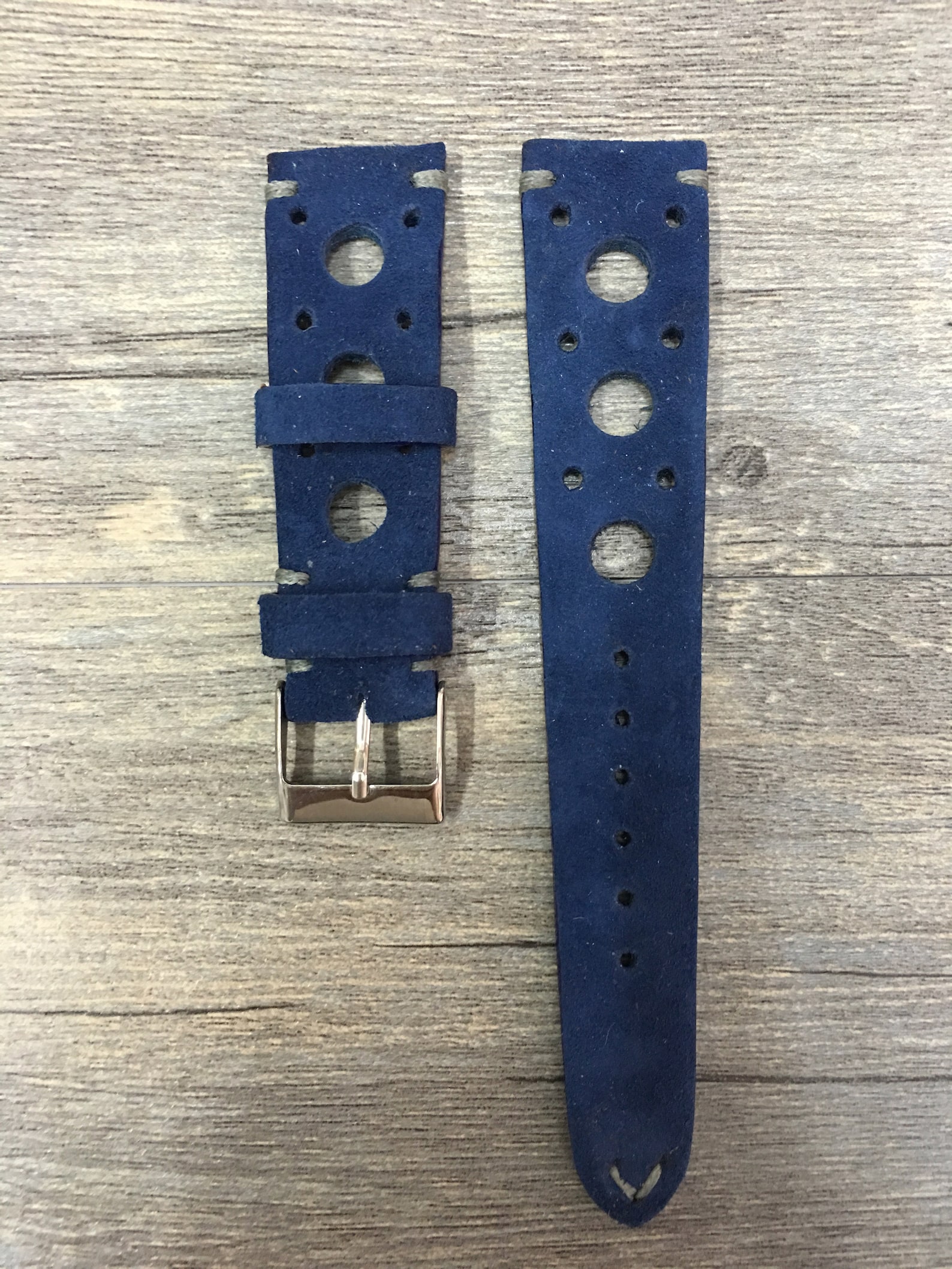 Rally Watch Strap Leather Watch Bandsuede Blue Watch Band - Etsy