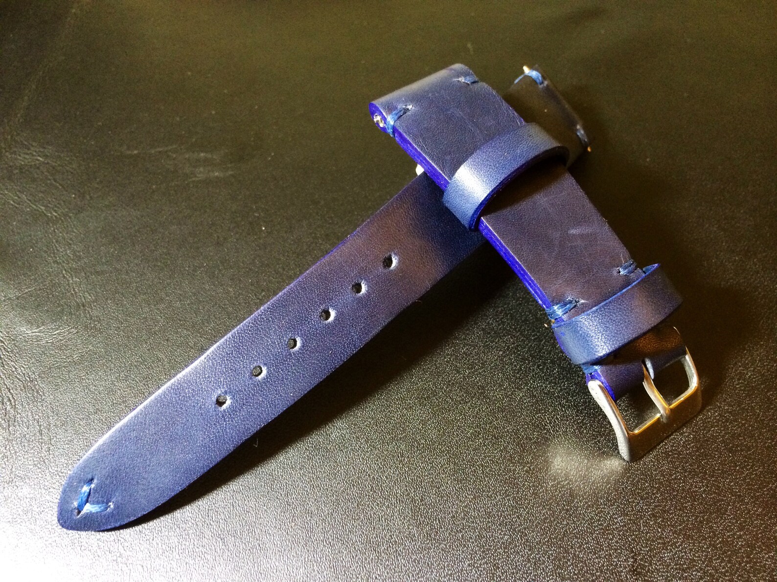Leather Watch Band Leather Watch Strap Blue Watch Strap - Etsy
