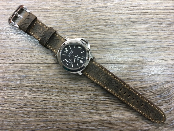 Brown Genuine Leather Engraving Watch Straps in 24mm 26mm | Etsy