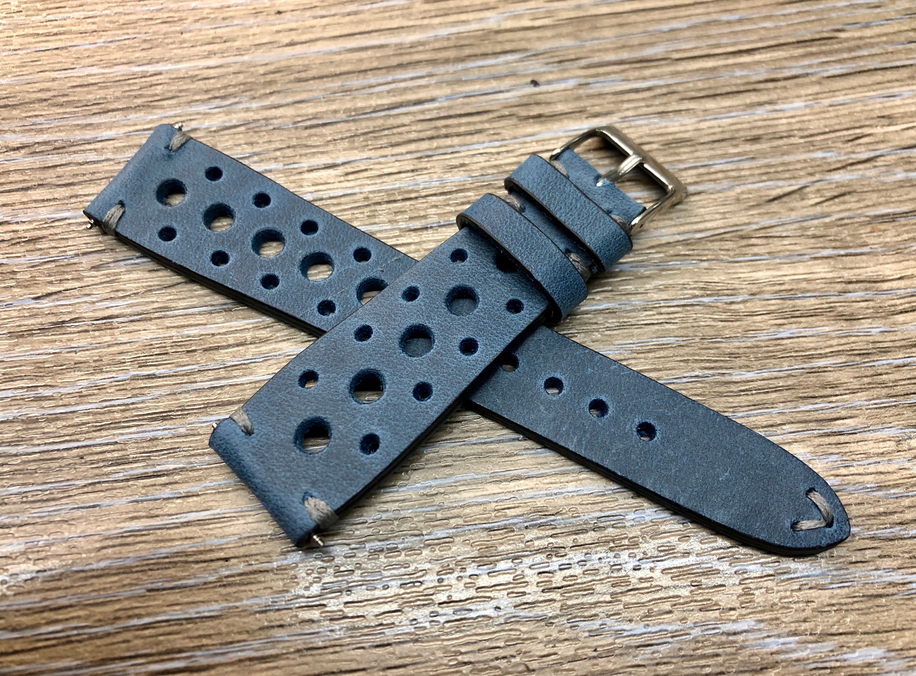 Rally Watch strap Leather watch band Blue watch band Racing | Etsy