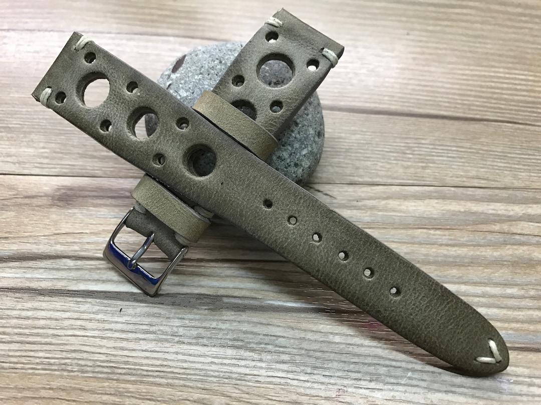Leather Watch Band, Leather Watch Strap, Vintage Gray Watch Band, Rally ...
