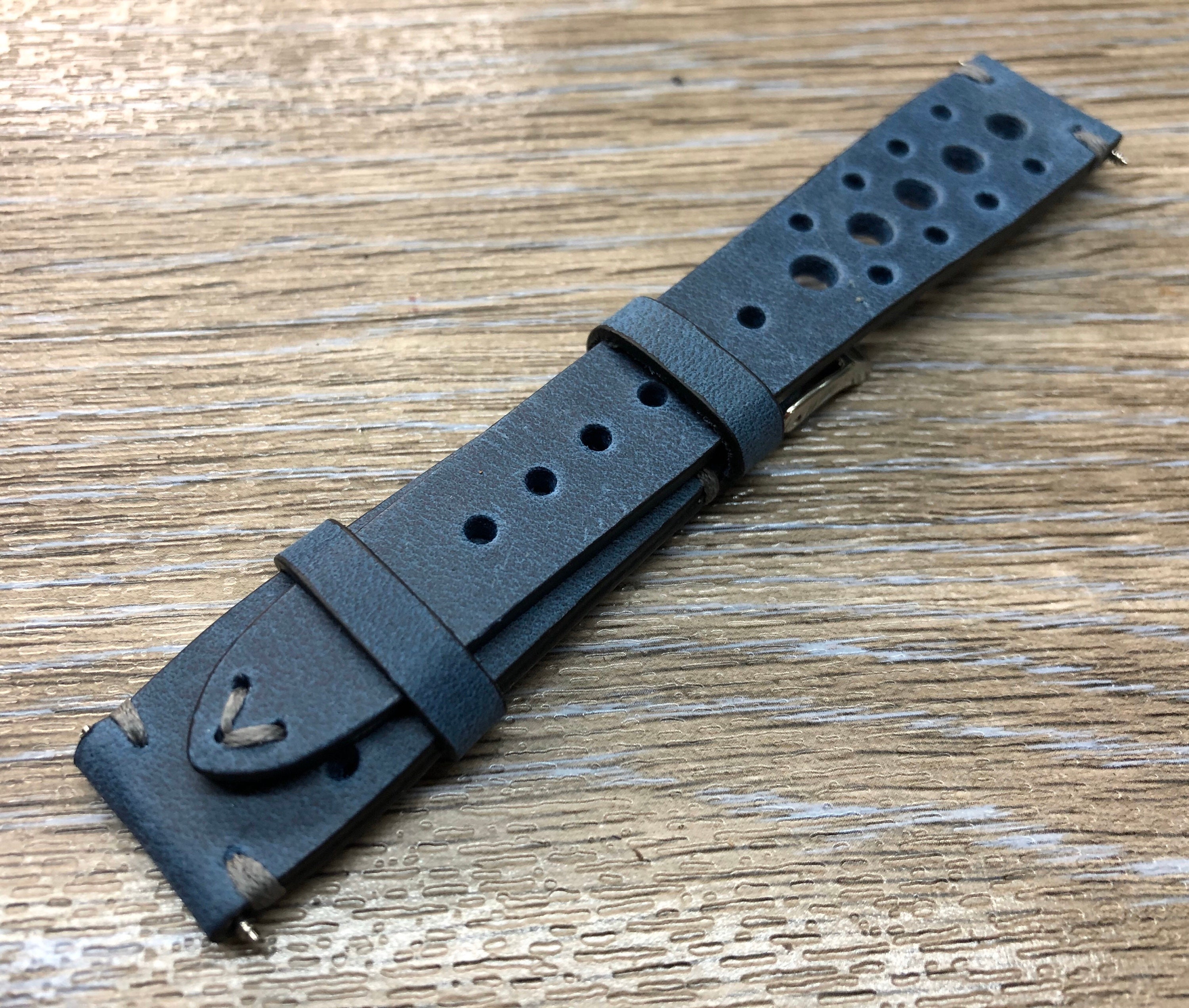 Rally Watch strap Leather watch band Blue watch band Racing | Etsy