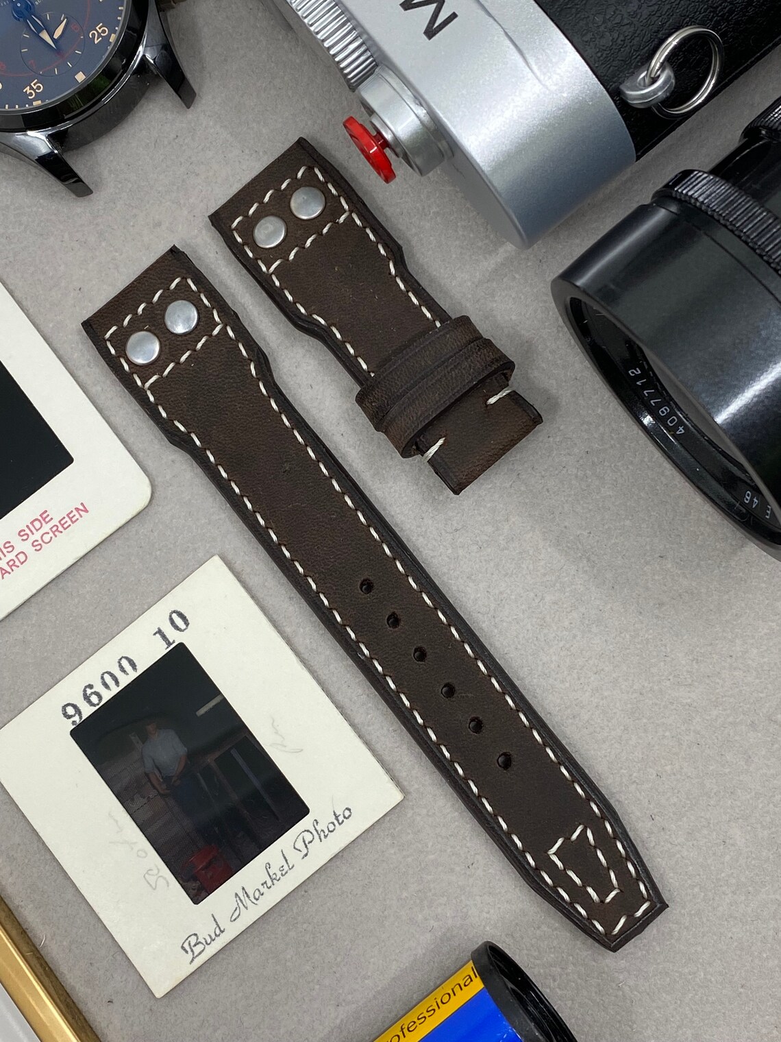 Brown Pilot Leather Watch Strap Big Pilot Brushed Rivet Strap - Etsy