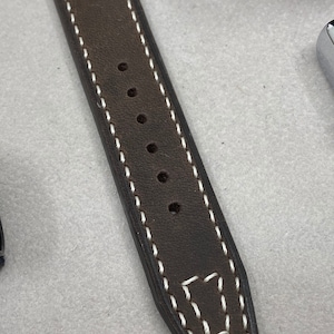 Brown Pilot Leather Watch Strap, Big Pilot Brushed Rivet Strap 22mm ...