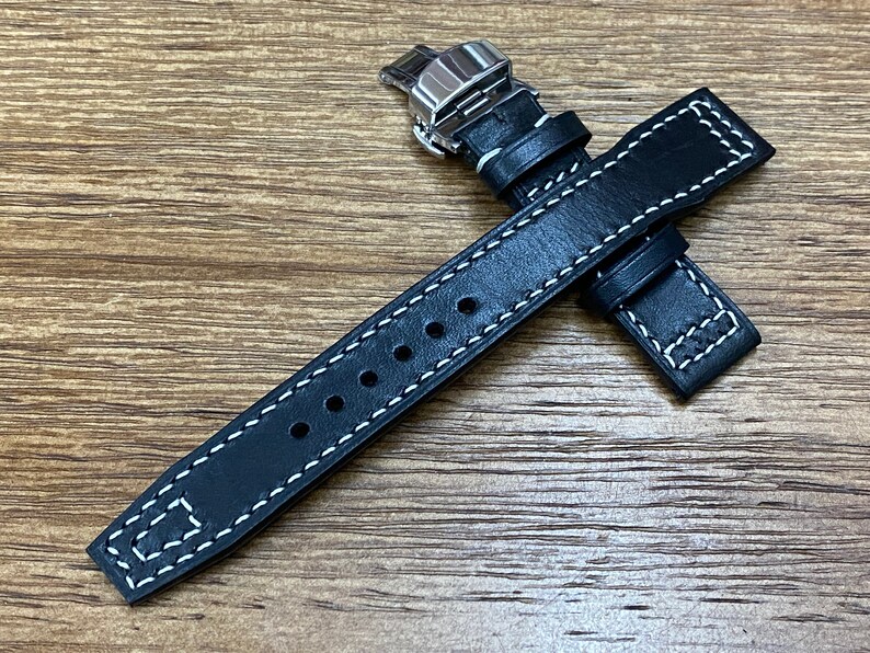 Pilot Watch Strap 22mm Pilot Band Black Leather Watch Strap - Etsy