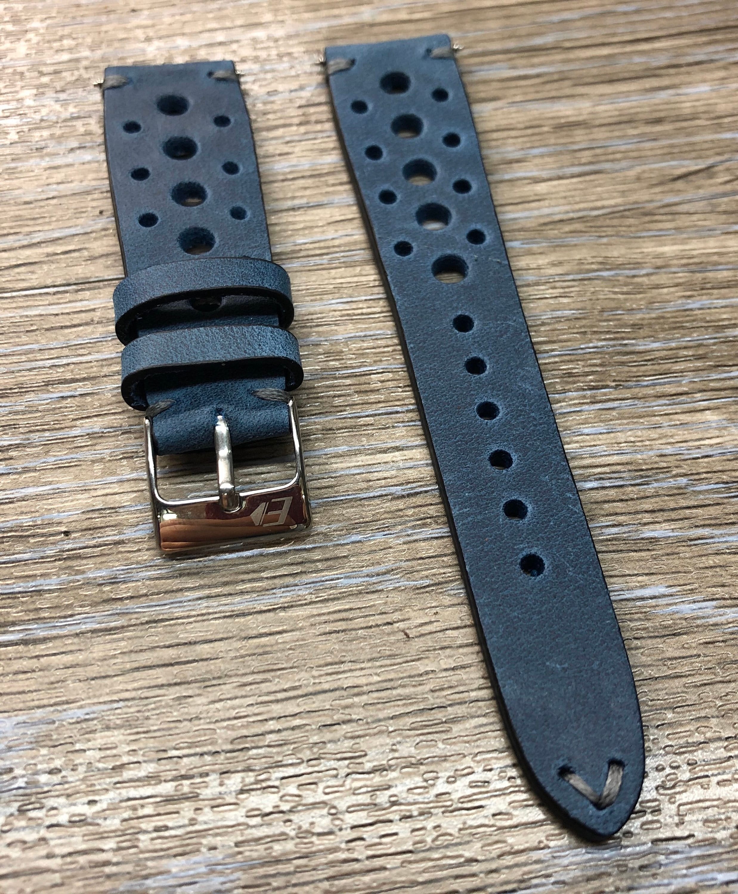 Rally Watch strap Leather watch band Blue watch band Racing | Etsy