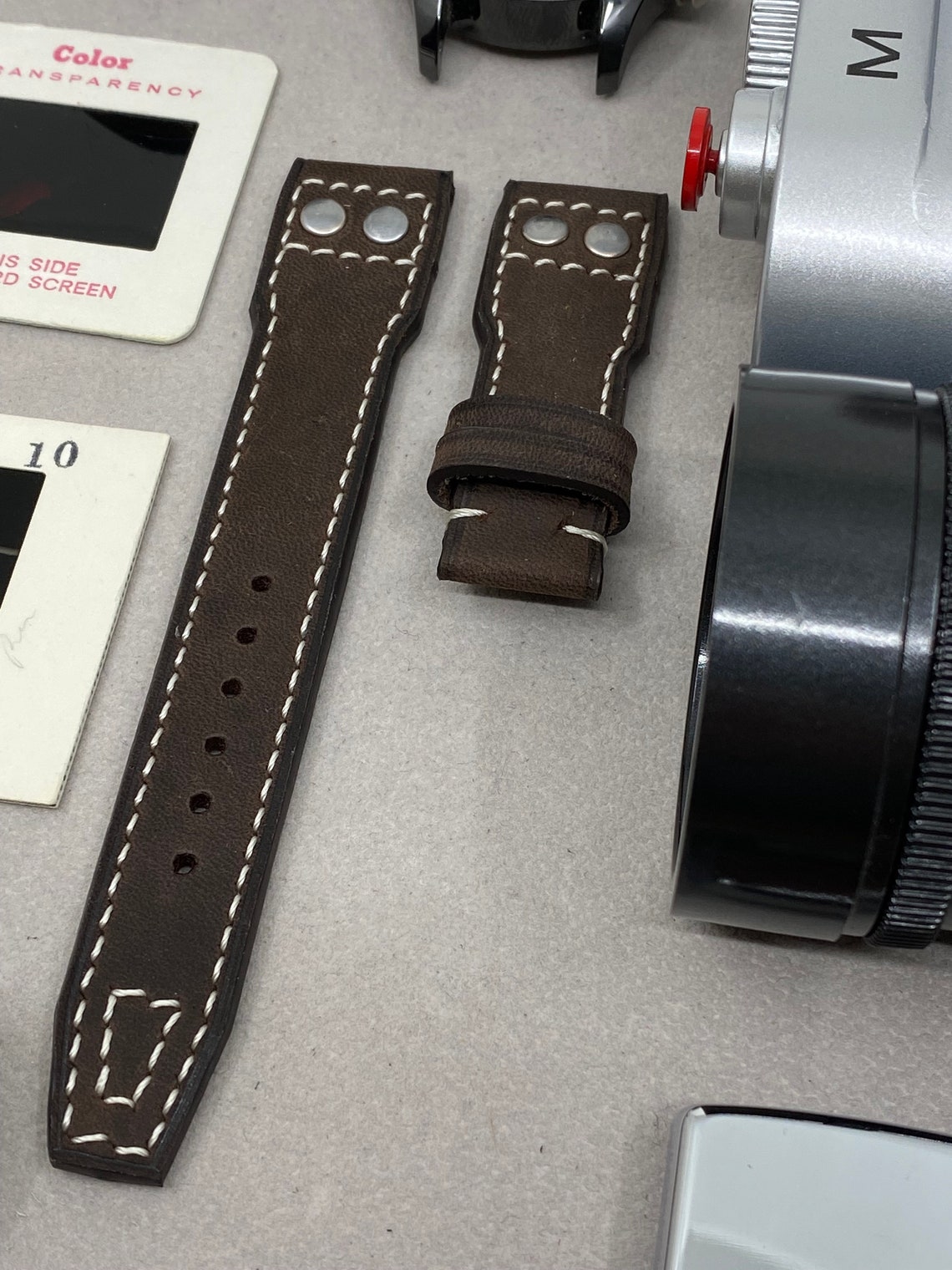 Brown Pilot Leather Watch Strap Big Pilot Brushed Rivet Strap - Etsy