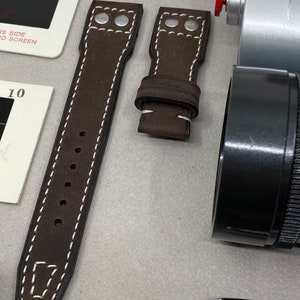 Brown Pilot Leather Watch Strap, Big Pilot Brushed Rivet Strap 22mm ...
