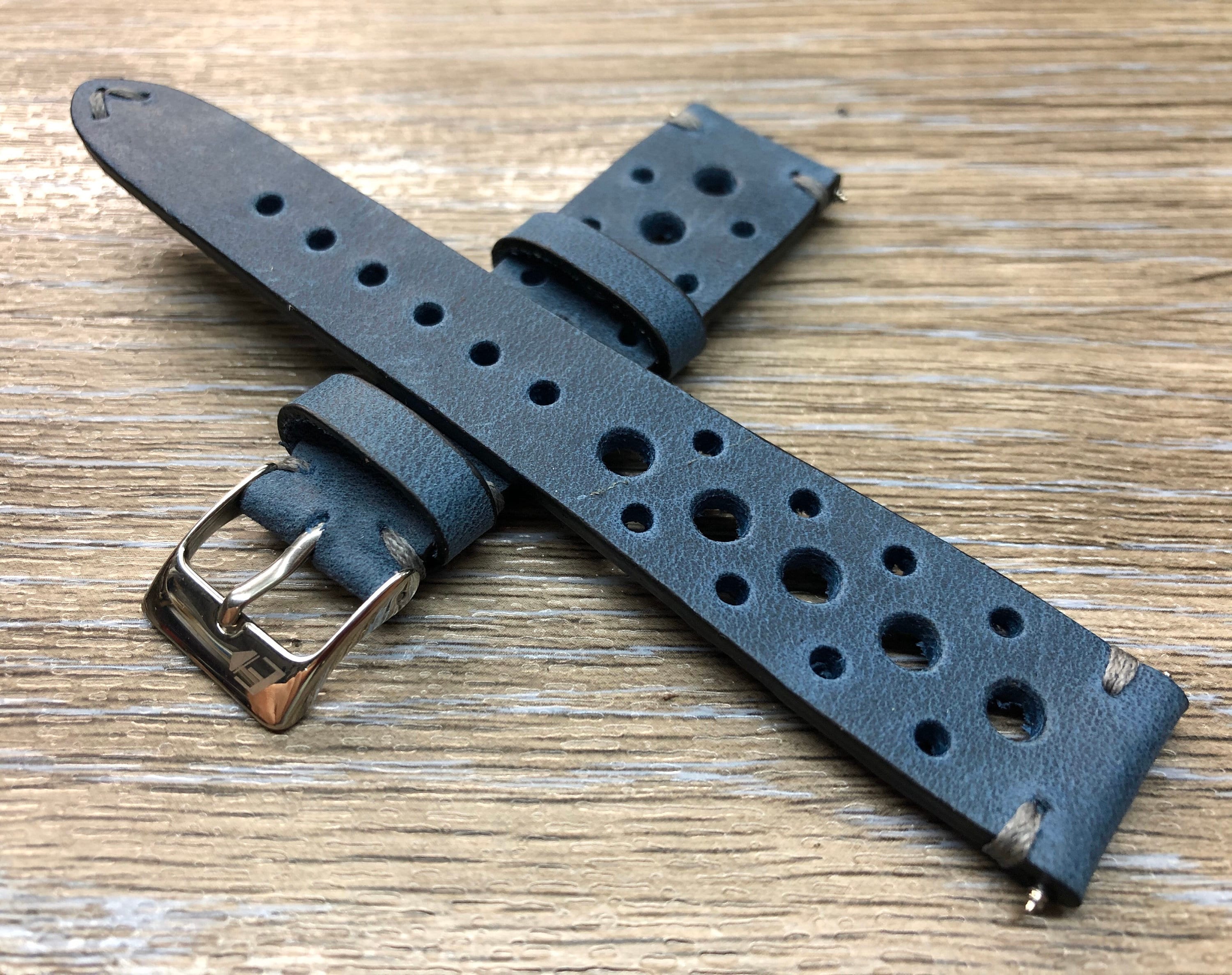 Rally Watch strap Leather watch band Blue watch band Racing | Etsy