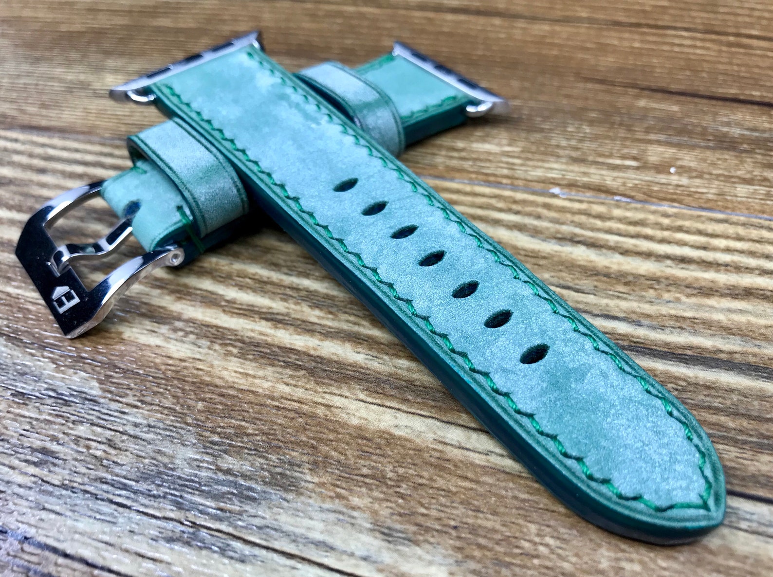 Apple Watch 44mm Apple Watch Band Green Watch Band Leather | Etsy