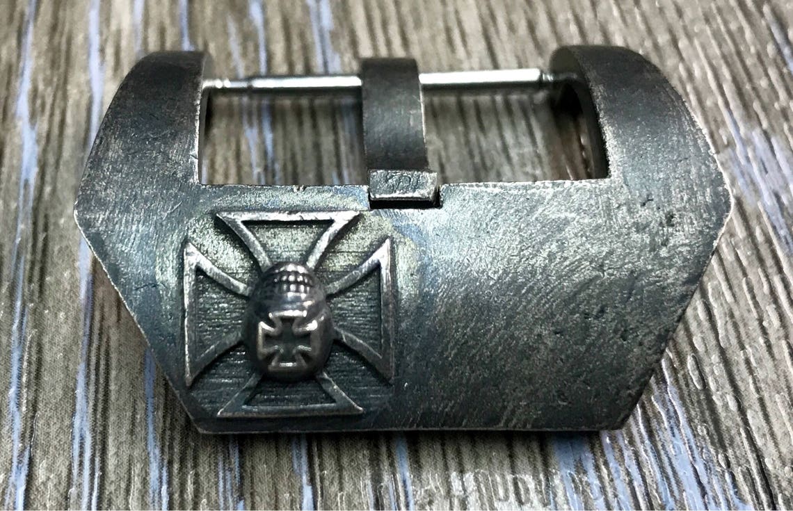 925 Sterling Silver Watch Buckle Skull Leather Watch Band | Etsy
