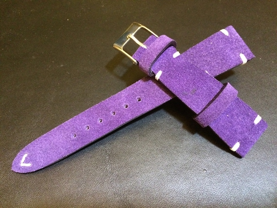 Leather Watch Band Suede Leather Leather Watch Strap Purple | Etsy