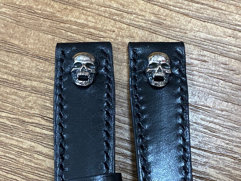 Leather Watch Straps 19mm Sterling Silver 925 Skull, Butterfly Clasp ...