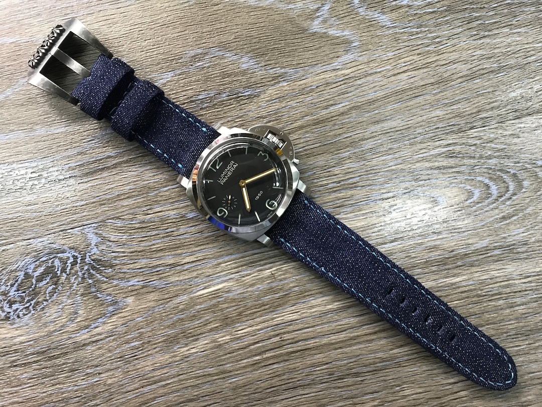 Denim Watch Strap, Watch Strap 26mm 24mm 22mm, Handmade Blue Watchstrap ...