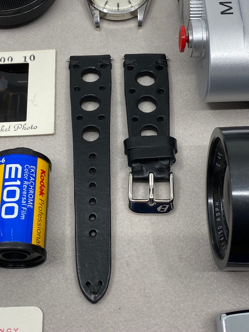 Rally Watch Strap Leather Watch Band Black Watch Band - Etsy