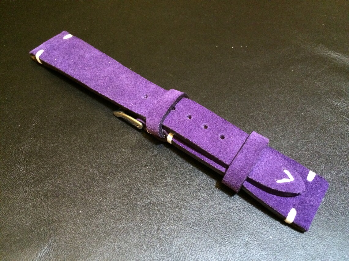 Leather Watch Band Suede Leather Leather Watch Strap Purple - Etsy