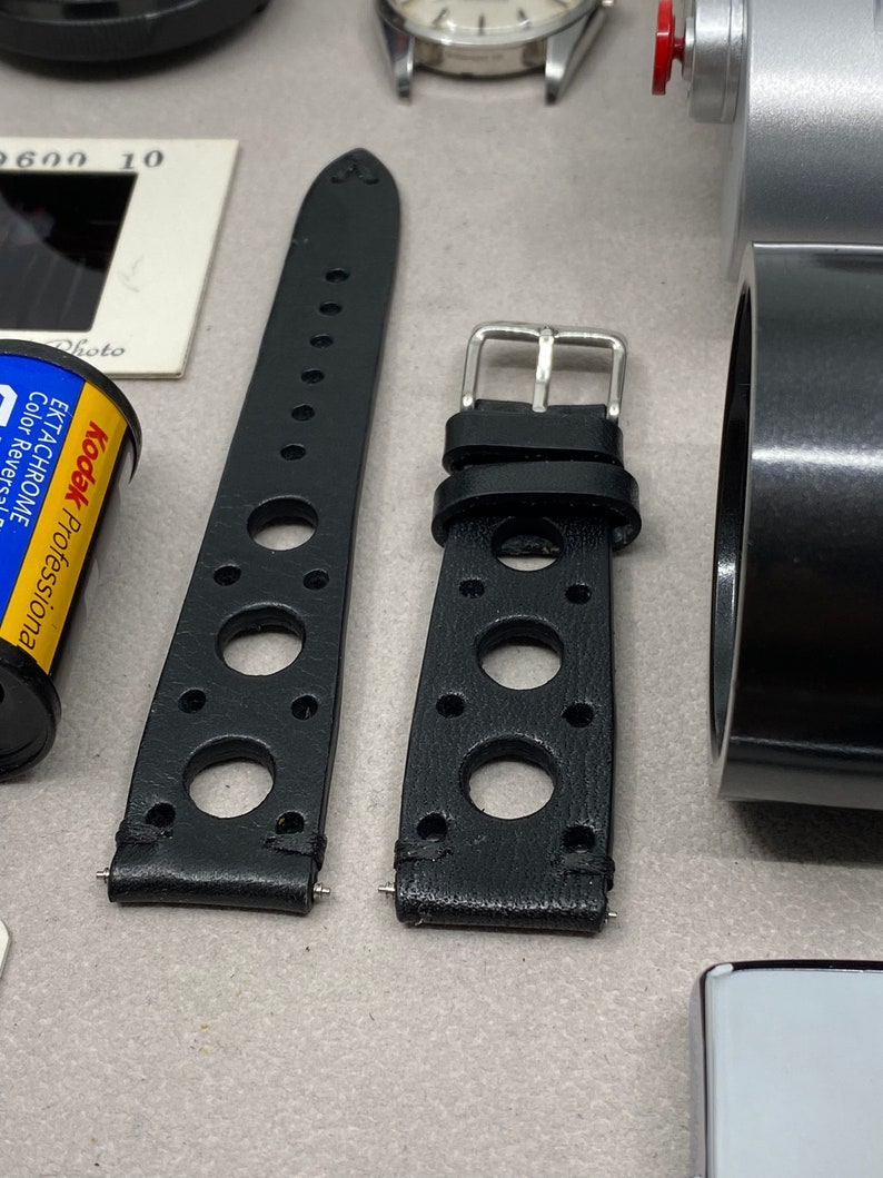 Rally Watch Strap Leather Watch Band Black Watch Band - Etsy