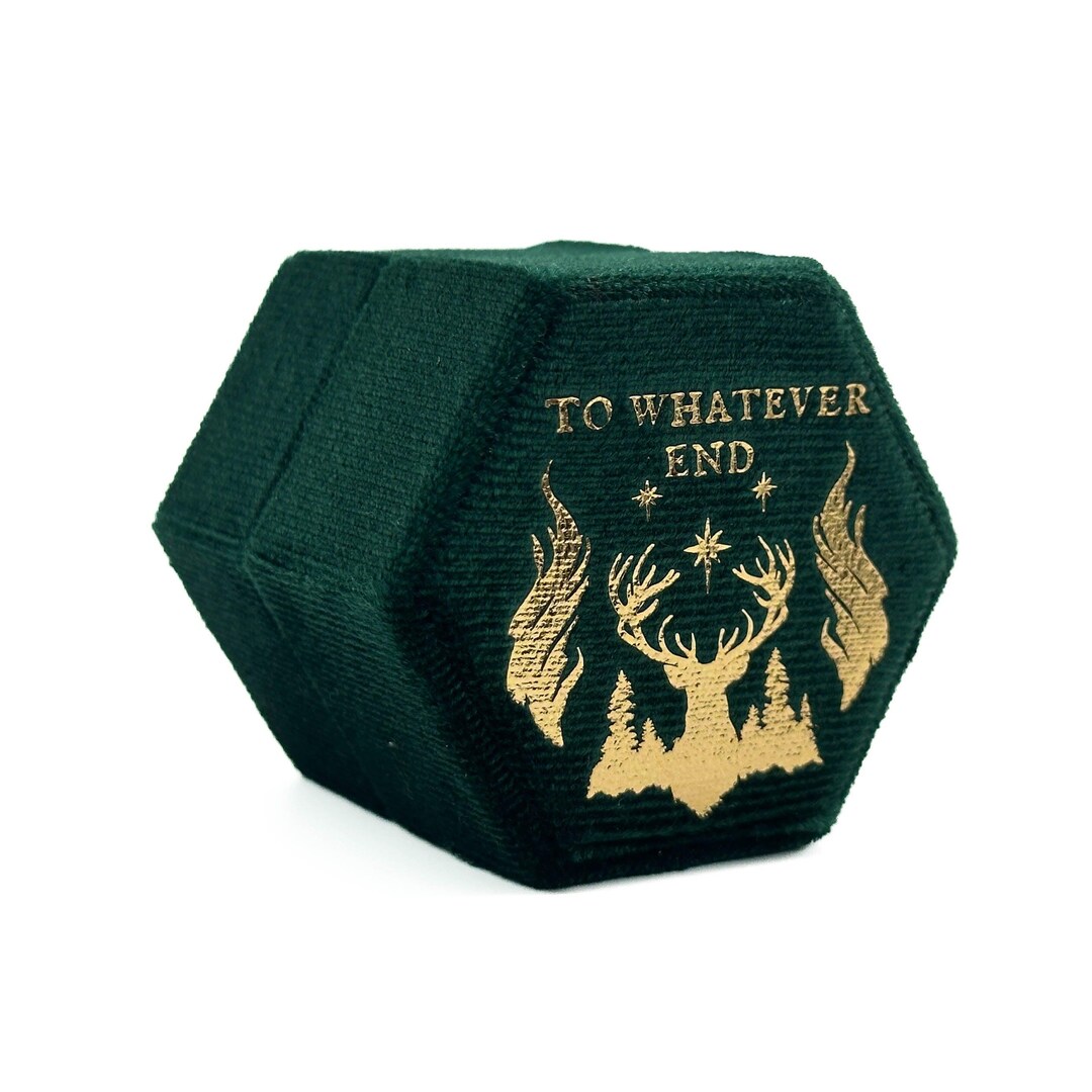 Green Hexagon 'to Whatever End' Ring Box | Throne of Glass | Wedding ...