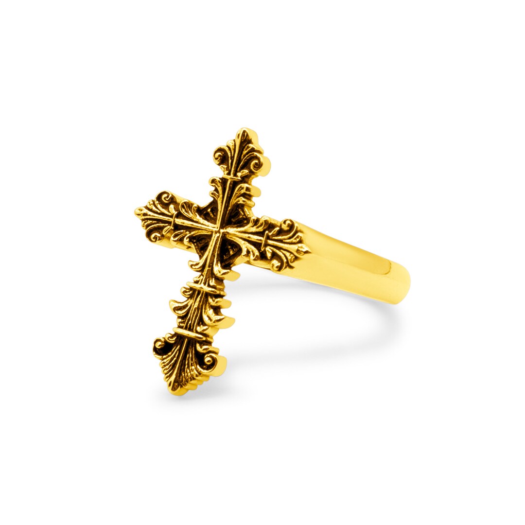 Lament Cross Ring Gold Gothic Cross Ring Gothic Ring - Etsy