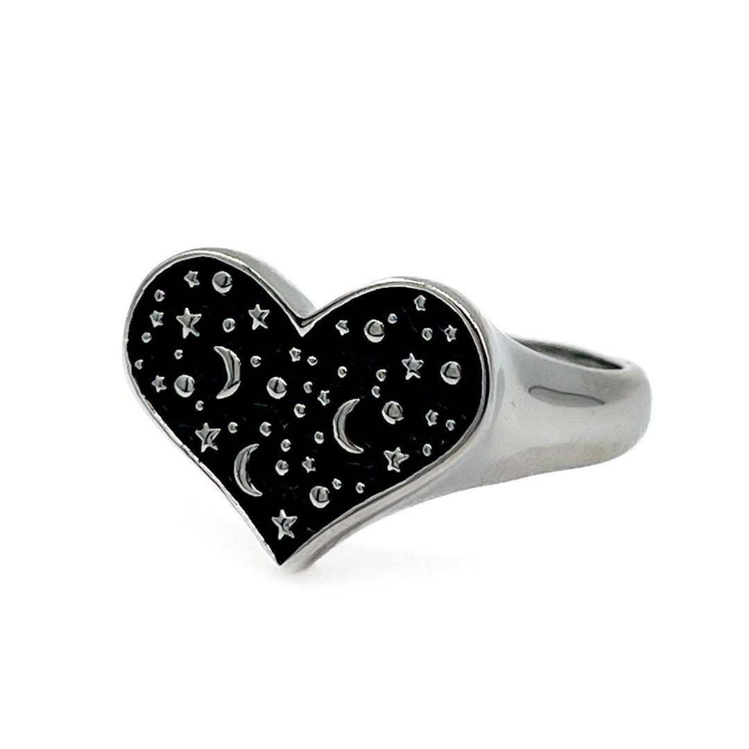 Cosmic Heart Ring | Moon Stars Ring, Celestial Jewellery, Cosmic ...
