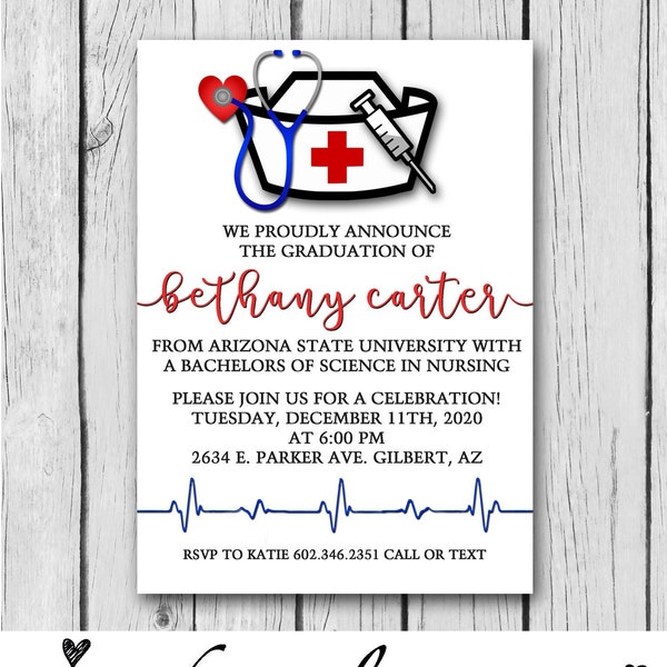 Graduation Invitation Bsn - Etsy