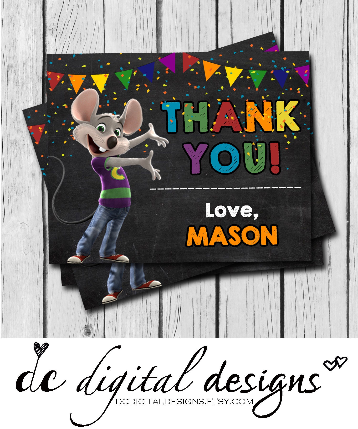 Printed & Digital CHUCK E CHEESE BIRTHDAY Invitation, Boy, Girl, Any ...
