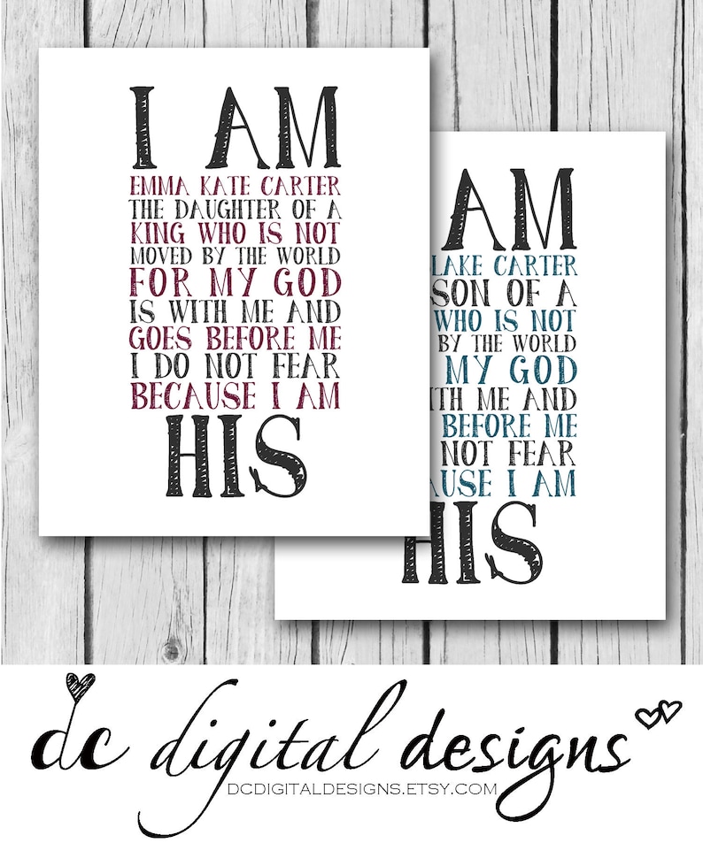 I AM HIS Custom Wall Art Christian God Gift Picture - Etsy