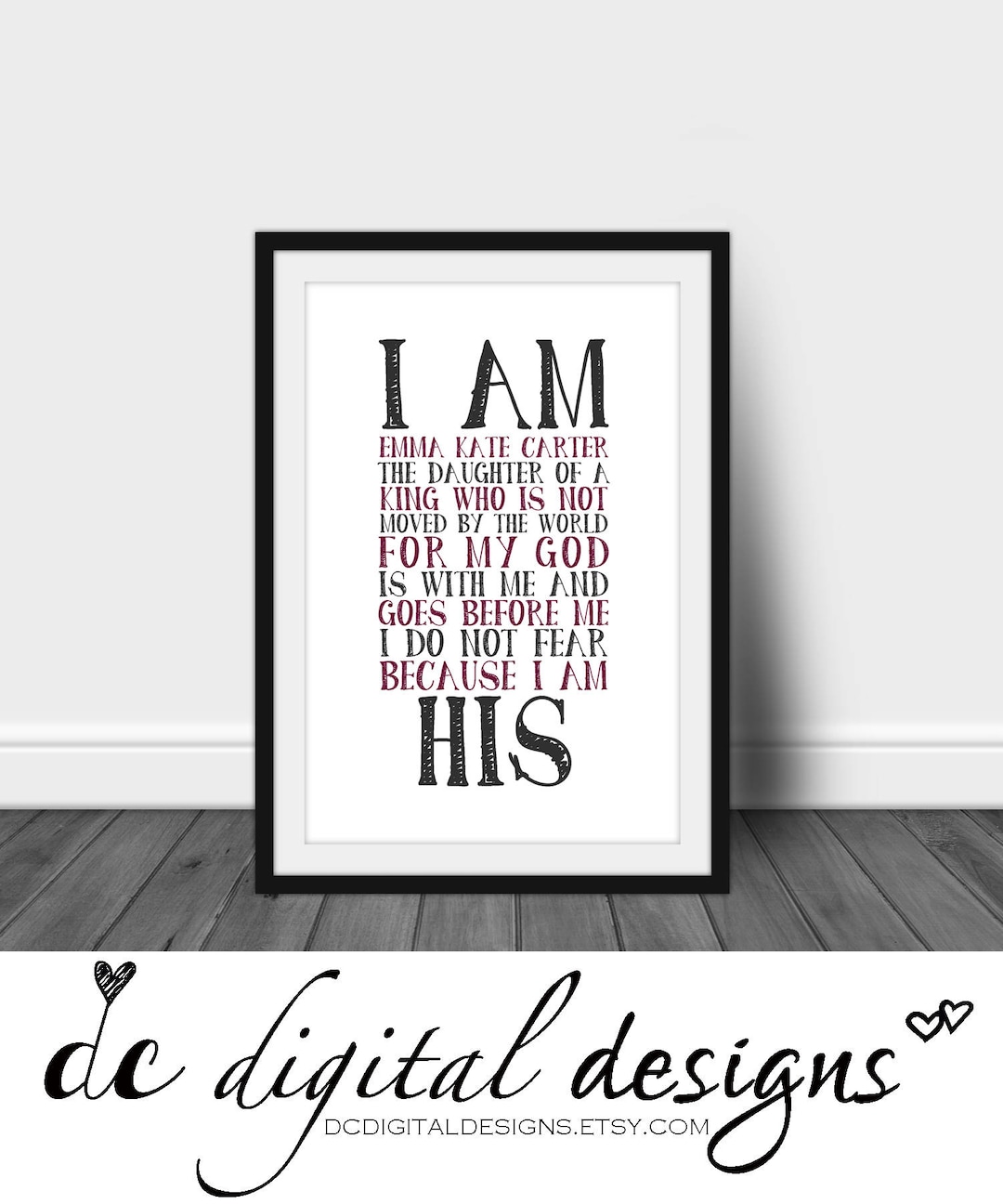 I AM HIS, Custom, Wall Art, Christian, God, Gift, Picture, Wall ...